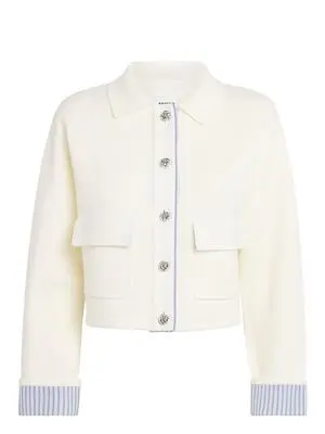 Sandro Wool-blend Contrast-trim Cardigan - Beige