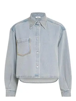 Sandro Embellished Denim Shirt - Blue