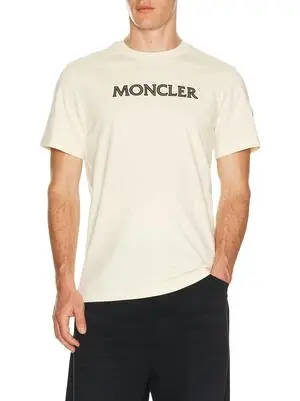 Moncler Short Sleeve Tee In White - Ivory