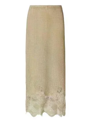 Fabiana Filippi Perforated Midi Skirt With Lace Detail - Neutrals