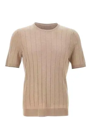 GRAN SASSO Ribbed-trims Knit T-shirt - Neutrals