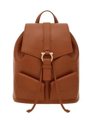 FERRAGAMO Gancini Flap Backpack Beige