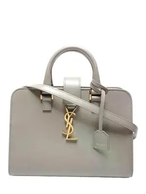 Saint Laurent 2000s Cabas Leather Tote Bag Grey