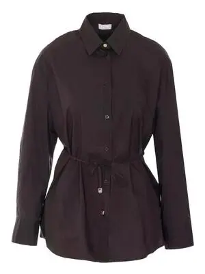 Liu Jo Belted Button-Front Shirt Brown