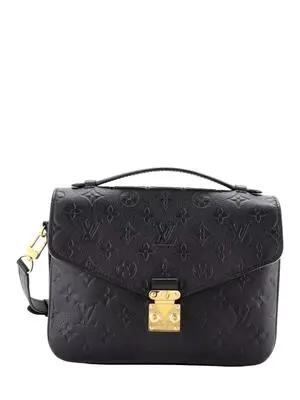 LOUIS VUITTON Pochette Metis Monogram Empreinte Leather Crossbody Bag Black