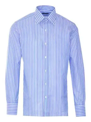 TOM FORD Striped Button Shirt - Blue