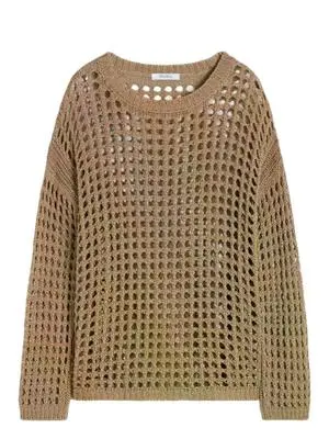 Max Mara Open Knit Long-Sleeved Top Neutrals