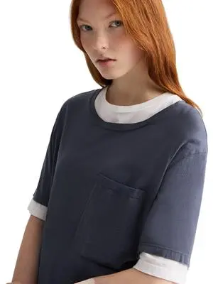 TWP Double Up Supima Cotton Tee - Charcoal / White