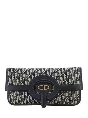 Dior Fold Over Oblique Canvas Clutch Bag - Blue