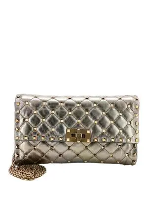 Valentino Garavani Rockstud Spike Quilted Leather Small Crossbody Bag - Gold