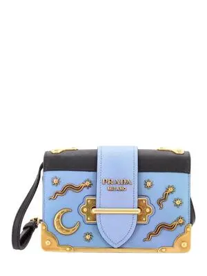 Prada Cahier Embellished Leather Small Crossbody Bag - Blue