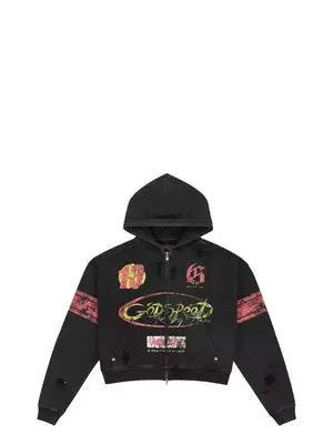 GODSPEED Zipped Distressed Hoodie - Black