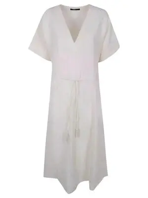 Seventy V-neck Tie Dress - Neutrals