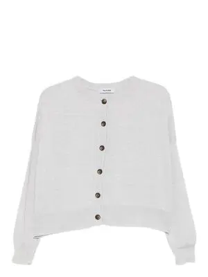 BASE Linen And Cotton Blend Cardigan - Grey