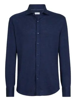 Brunello Cucinelli Brunello Cucinelli Linen And Cotton Blend Shirt Blue