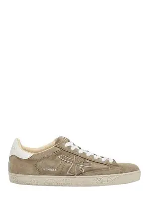 Premiata Premiata Steven Embellished Suede Low Top Sneakers Mud
