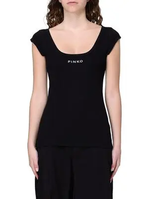 Pinko Pinko Ribbed Square Neck Top Black