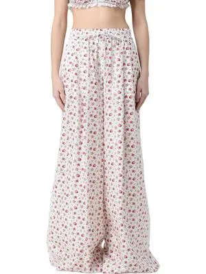 Dolce & Gabbana Printed Cotton Palazzo Trousers - White