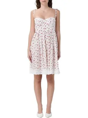 Dolce & Gabbana Floral Print Sweetheart Neckline Mini Dress - White
