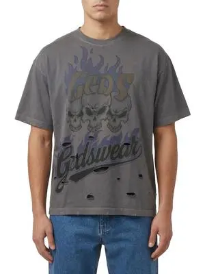 Gcds Cotton Printed T-shirt - Grey