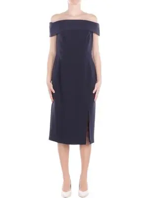 Ralph Lauren Lauren Ralph Lauren Off-the-Shoulder Midi Dress With Slit Blue