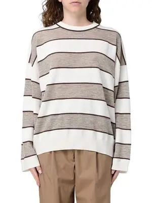 Brunello Cucinelli Striped Virgin Wool And Cashmere Sweater - Brown