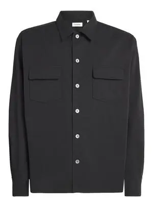 FRAME Cotton Patch-pocket Overshirt - Black