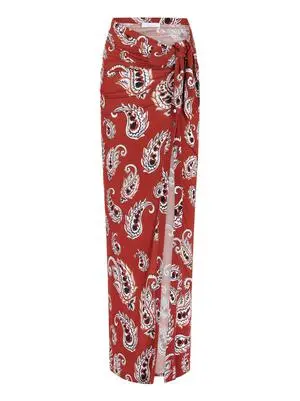Rabanne Paisley-print Stretch-jersey Maxi Skirt - Paisley Terracotta