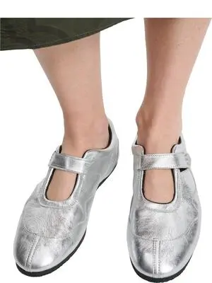 Cecilie Bahnsen Cosmo Metallic Leather Mary Jane Sneakers - Silver