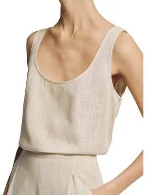 SEV Linen-viscose Scoop Neck Tank Top - Neutral