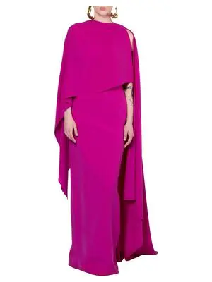ROKSANDA Demetria Crepe Draped Cape Gown - Pink