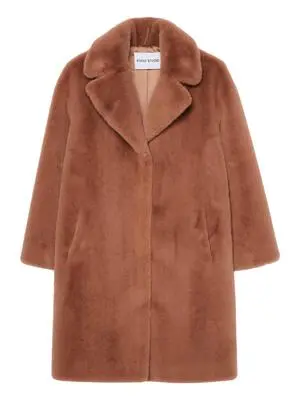 STAND STUDIO Camille Faux Fur Cocoon Coat - Brown