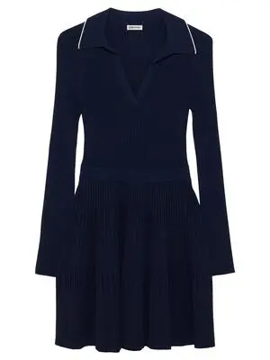 Simkhai Alcott Rib Knit Polo Mini Dress - Blue