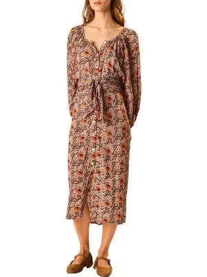 Natalie Martin Floral Belted Button-up Midi Dress - Multicolor