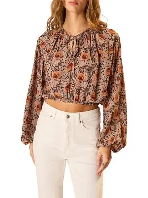 Natalie Martin Amelia Floral Tie-neck Crop Top - Multicolor