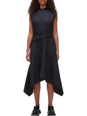 3.1 Phillip Lim Cotton Poplin Ruched Handkerchief Dress - Blue