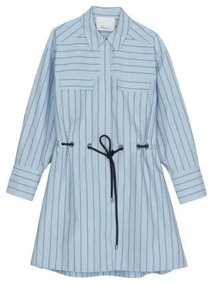 3.1 Phillip Lim Stripe Poplin Belted Mini Shirt Dress - Blue