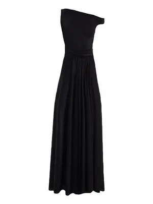 Francisco Arce Geneve Ruched Jersey Asymmetric Gown - Black