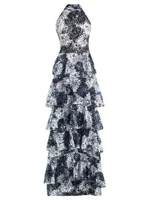 Francisco Arce Kei Embroidered Floral Lace Tiered Gown - Black