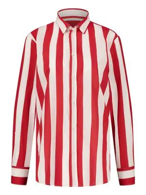 GIRLSMUSTHAVE Irina Stripe Cotton Button-up Shirt - Red