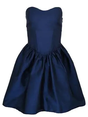 Azeeza Naina Gathered Taffeta Strapless Mini Dress - Blue