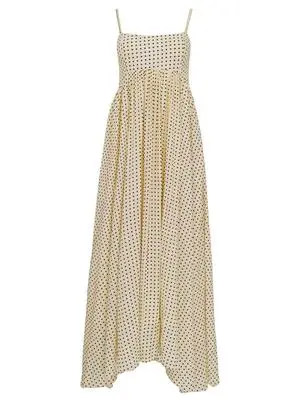 Azeeza Azeeza Rachel Polka Dot Silk Empire Midi Dress Multicolor