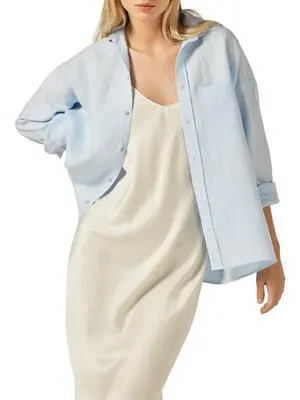 WITH NOTHING UNDERNEATH The Weekend Organic Hemp Shirt Blue