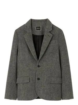 WITH NOTHING UNDERNEATH Hutton Herringbone Wool Blazer - Grey