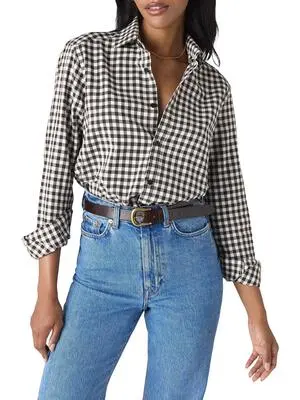 WITH NOTHING UNDERNEATH The Classic Fine Brushed Gingham Button-Up Top