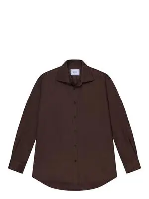 WITH NOTHING UNDERNEATH The Boyfriend Fine Poplin Shirt - Brown