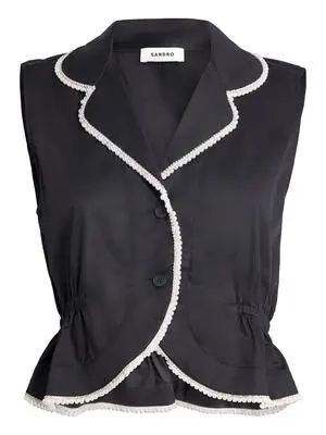 Sandro Cotton Embellished Shirt - Black