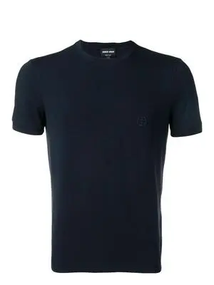 Giorgio Armani Stretch Viscose Jersey Crew Neck T-shirt Blue