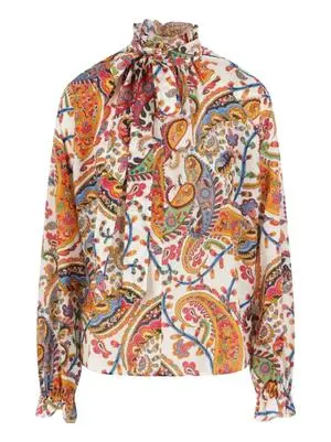 Etro Paisley-print Tie-neck Silk Blend Blouse - Multi