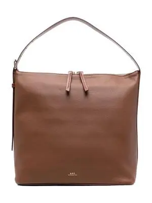 A.p.c. Hammered Leather Shoulder Bag Nude & Neutrals